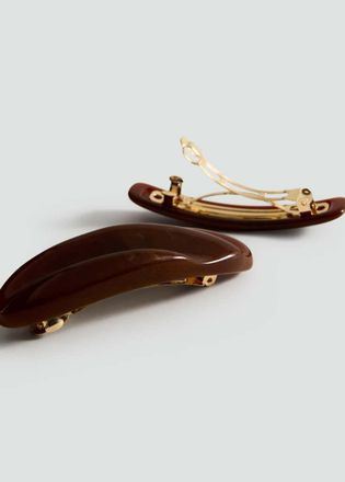 Mango Set 2 barrettes &agrave; cheveux marron - Femme - Taille unique - MANGO