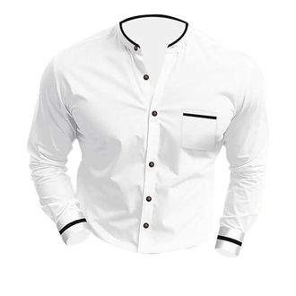Generic Chemise &agrave; manches longues en coton pour homme - Coupe normale - Coupe ajust&eacute;e, b, 3XL