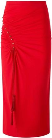 Roberto Cavalli Femme, Jupes, Rouge, Taille: 40 FR Jupe Midi Drap&eacute;e