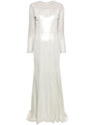 Bazza Alzouman robe longue à ornements strassés - Argent