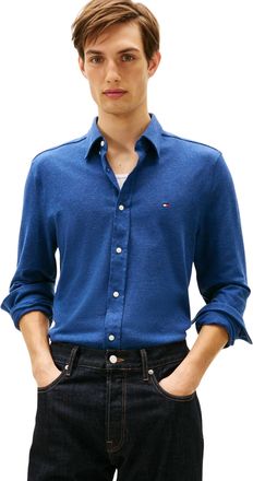 Tommy Hilfiger Herren Knit Pique Featherweight Shirt Mw0Mw41690 Hemd L/S, Blue (Indigo Heather), Large
