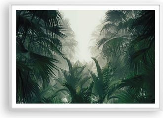 Arttor Poster Wei&szlig;rahmen Deko 100x70cm Dschungel Bl&auml;tter Palmen Wandposter Art Prints Wanddeko Bild Wand Kunstdruck Wandbilder Dekoration Wohnzimmer Schlafzi