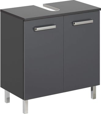 PELIPAL Waschbeckenunterschrank Quickset 311 in Anthrazit Glanz, 60 cm breit | Waschbeckenschrank ohne Waschbecken mit 2 T&uuml;ren