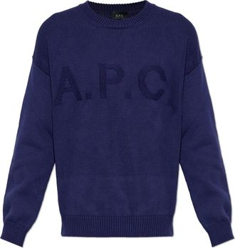 A.P.C. A.p.c., Homme, Pulls, Bleu, Taille: M Pull en coton avec logo