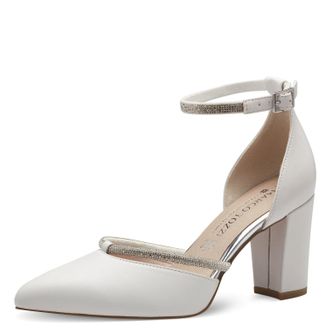 Marco Tozzi by Guido Maria Kretschmer Damen Pumps mit Riemen mit Glitzerdetails Spitz, Wei&szlig; (White), 40 EU