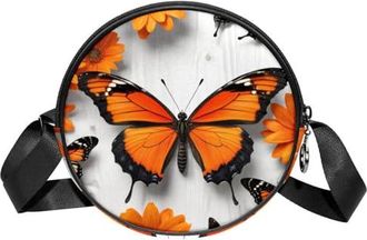 Generic Sac &agrave; bandouli&egrave;re Circle pour femme, petit sac &agrave; bandouli&egrave;re orange avec fermeture &eacute;clair, bretelles r&eacute;glables, sac &agrave; main rond d&eacute;contract&eacute; pour femme