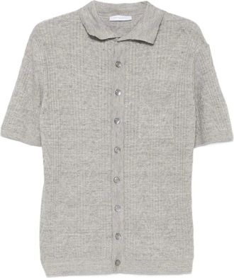 Daniele Fiesoli Homme, Pulls, Gris, Taille: L Polo en maille c&ocirc;tel&eacute;e