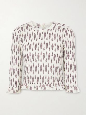 Isabel Marant Blouse Dos Ouvert En Coton &Agrave; Imprim&eacute; Fleuri, Volants Et Smocks - &Eacute;cru