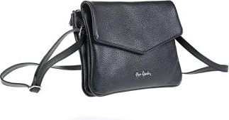Pierre Cardin Sac &agrave; bandouli&egrave;re pour femme en cuir v&eacute;ritable Made in Italy 26 x 18 x 4 cm 1994, Noir, Taille unique