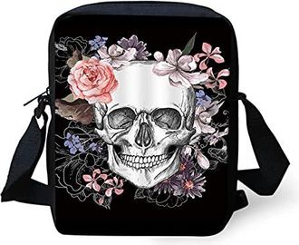 Hugs Idea Petit sac &agrave; bandouli&egrave;re avec visage danimaux, Squelette floral, Small