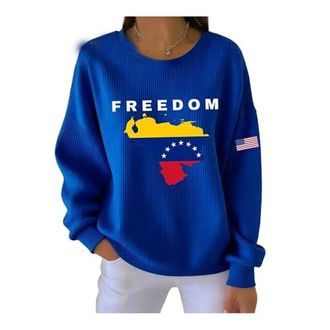 Generic Sweat imprim&eacute; Freedom Venezuela pour femme, bleu, 3XL