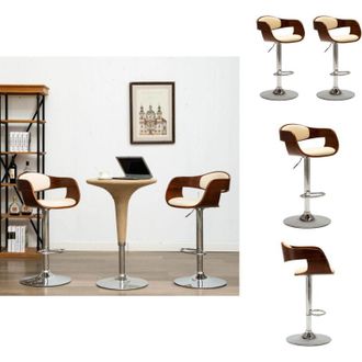 vidaXL Vidaxl - Barhocker 2 Stk. Creme Bugholz und Kunstleder - Barhocker - K&uuml;chenst&uuml;hle - Esszimmerst&uuml;hle - H&ouml;henverstellbare St&uuml;hle - Cremefarbene M&ouml;bel