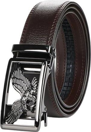 Generic Ceinture pour homme avec boucle automatique en alliage, ceinture tendance pour homme daffaires et loisirs, marron, 120 cm