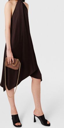 Stella McCartney Chain Halterneck Satin Midi Dress, Woman, Chocolate brown, Size: 36