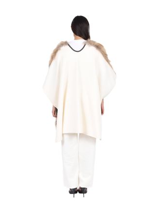 P.A.R.O.S.H. Womens Gilet With Faux Fur Front Cream Virgin Wool Waistcoats & Gilets