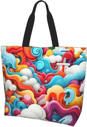 Generic Lignes De Dessin Anim&eacute; En Gras Sac Fourre Tout D&eacute;contract&eacute; Tote Bag Pliable Sac &Agrave; Bandouli&egrave;re Pour Gym Quotidienne Shopping