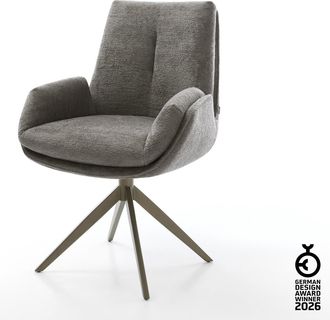 DELIFE Drehstuhl Clea-Flex Boucl&eacute; Soft Schlamm Kreuzgestell breit Effektfinish Titan 360&deg; drehbar Wippfunktion, Esszimmerst&uuml;hle