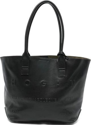 Hogan Femme, Sacs, Noir, Taille: ONE Size Sac Cabas en Cuir avec Logo en Relief
