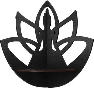 Pretyzoom &Eacute;tag&egrave;re Murale dangle en Bois Lotus 9.4 Pouces pour Rangement D&eacute;coratif avec Statue Bouddha pour Maison Bureau