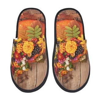 Generic Pantoufles Bouquet DAutomne Citrouille Cozy Pantoufles De Voyage Unisexe Chaussons Pour Voyage Camping Homme L