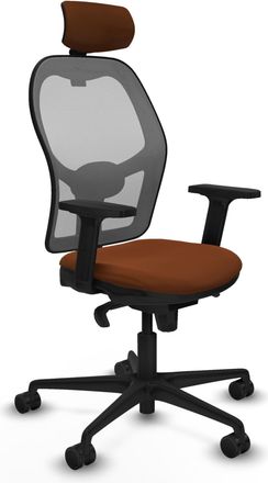 Piqueras y Crespo B&uuml;rostuhl mit 2D-Armen, h&ouml;henverstellbare Lendenwirbelst&uuml;tze und Kopfteil, h&ouml;henverstellbar und neigbar, Grau/Braun