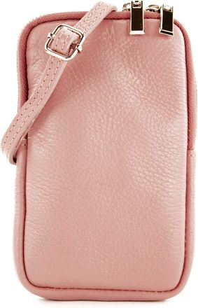 modamoda.de T197 Damen Leder Handytasche 6,7 Zoll Umh&auml;ngetasche handmade in Italy, Farbe:Altrosa