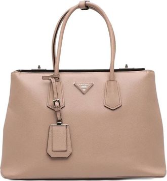 Prada 2000-2023 Saffiano Cuir Twin Lock satchel - Marron