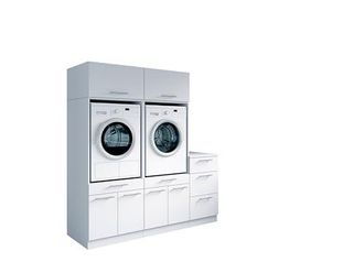 Laundreezy Waschraum Komplett-Set, Wei&szlig; - Modulares Schranksystem f&uuml;r Waschk&uuml;che & Hauswirtschaftsraum - 186 x 200 x 68 cm (B/H/T)