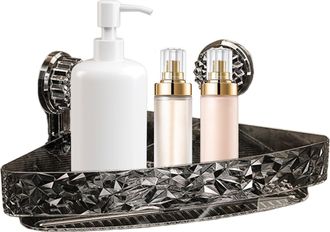 Generico Wandmontiertes Eckregal, Saugnapf-Eckregal für Badezimmer, Aufbewahrungsregal für Saugnäpfe, Eck-Wandregal, Badezimmer-Toilette