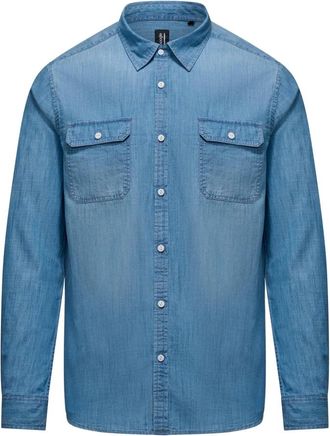 Bomboogie Homme, Chemises, Bleu, Taille: S Chemise en coton chambray