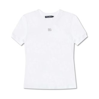 Dolce & Gabbana T-Shirt mit Logo-Applikation - - Tops - Damen - Wei&szlig; - M