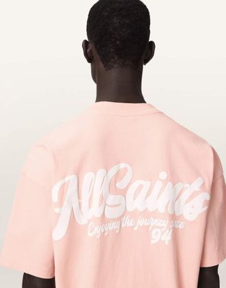 AllSaints Odyssey - Kurz&auml;rmliges T-Shirt in Zartrosa mit Rundhalsausschnitt