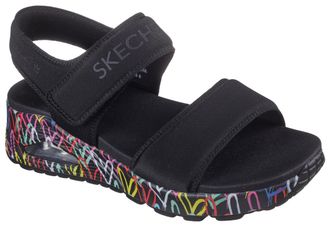 Skechers Sandale SKECHERS UNO, Damen, Gr. 39, schwarz, Textil, kontrastfarbene Details, Schuhe Sandale, Sommerschuh, Strandschuh mit Skech-Air Luftkissensohle,