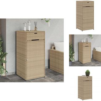 vidaXL Gartenschrank Beige 55x55x111 cm Poly Rattan - Outdoor-Schrank - Gartenschrank - Stauraum - Gartenorganisation - Rattan Gartenm&ouml;bel