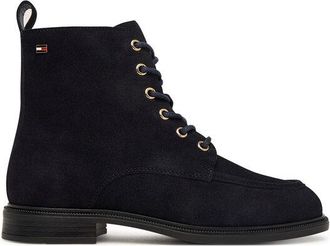 Tommy Hilfiger Schn&uuml;rschuhe Enamel Flag Suede Lace-Up Boot FW0FW09681 Dunkelblau