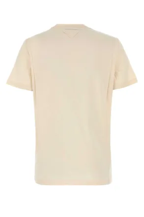 Prada Womens Sand Cotton T-Shirt Gesso T-shirts And Polos
