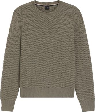 HUGO BOSS Softer Pullover mit O-Neck und Fischgrätstrickmuster in
