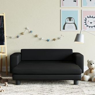 vidaXL Canapé avec repose-pied pour enfants noir 100x50x30 cm Vidaxl