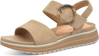 Marco Tozzi Damen Sandalen flach mit Klettverschluss Sommer, Braun (Biscuit), 40 EU