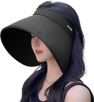 Generico Visi&egrave;re pour chapeau de soleil pour femme | Chapeau int&eacute;gral pour protection solaire en soie de glace SPF50 - Visi&egrave;re r&eacute;glable enveloppante en soie de