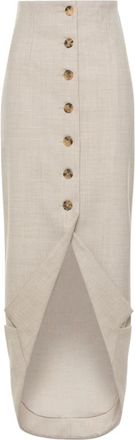 A.W.A.K.E. A.w.a.k.e. Mode, Femme, Jupes, Beige, Taille: 36 FR Button Tailored Skirt