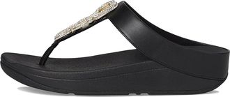 FitFlop Damen Fino Zehensteg Leder mit Kristallkette Sandale, Schwarz, 36 EU