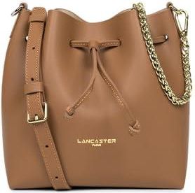 Lancaster | Pur & Element City - Petit Sac bourse Refente de Cuir de Vachette Lisse Camel - In - Or pâle