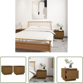 vidaXL vidaXL Nachttisch Massivholz - Nachttische 2 Stk. Honigbraun 35x34x32 cm Massivholz Kiefer