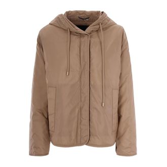 Max Mara Femme, Vestes, Beige, Taille: 40 FR Veste Rembourr&eacute;e &agrave; Capuche en Toile D&eacute;perlante