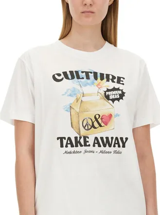 Moschino Printed Cotton T-Shirt - White