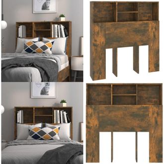 vidaXL Vidaxl - Kopfteil mit Ablagen R&auml;uchereiche 100x19x103,5 cm - Kopfteil Regal - Holzregale - Bettkopfteil - Wohnzimmerdeko - Schlafzimmereinrichtung