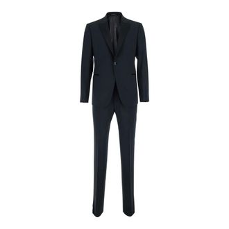 Emporio Armani Einknopf-Sakko mit Spitzfasson - - Suits - Herren - Blau - 2XL