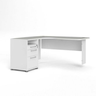 Dmora Schreibtisch Roslyn, Mehrzweckschreibtisch, B&uuml;rotisch f&uuml;r pc, Eckschreibtisch, 159x150 h75 cm, Wei&szlig; - Dmora