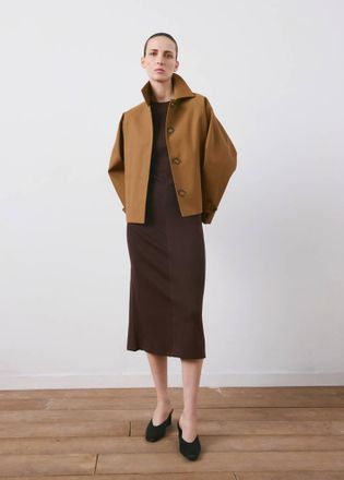 Mango Robe midi d&eacute;tail drap&eacute; marron - Femme - XXS - MANGO